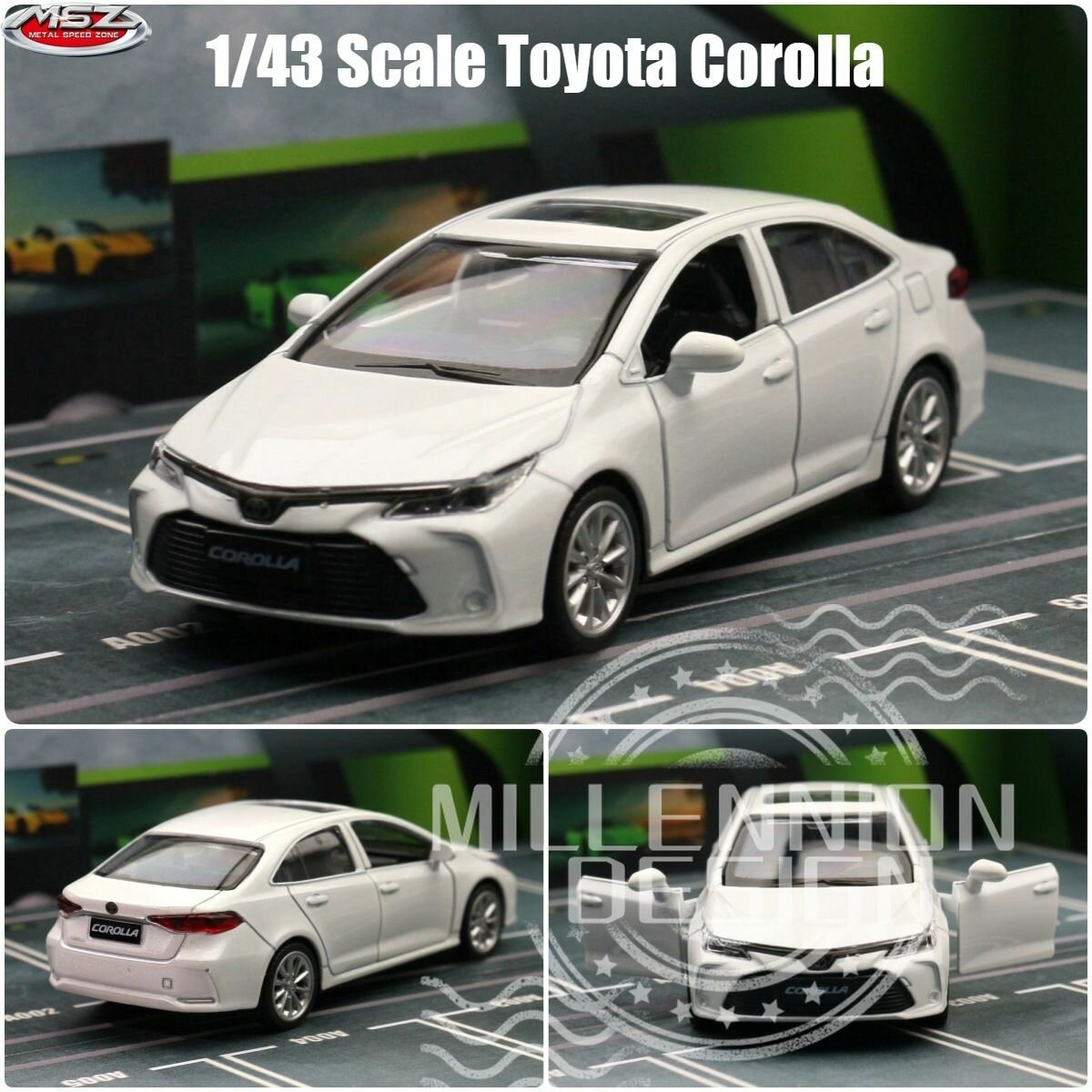 MSZ Toyota Corolla, литой автомобиль 1:43, металлическая модель игрушка (белый)