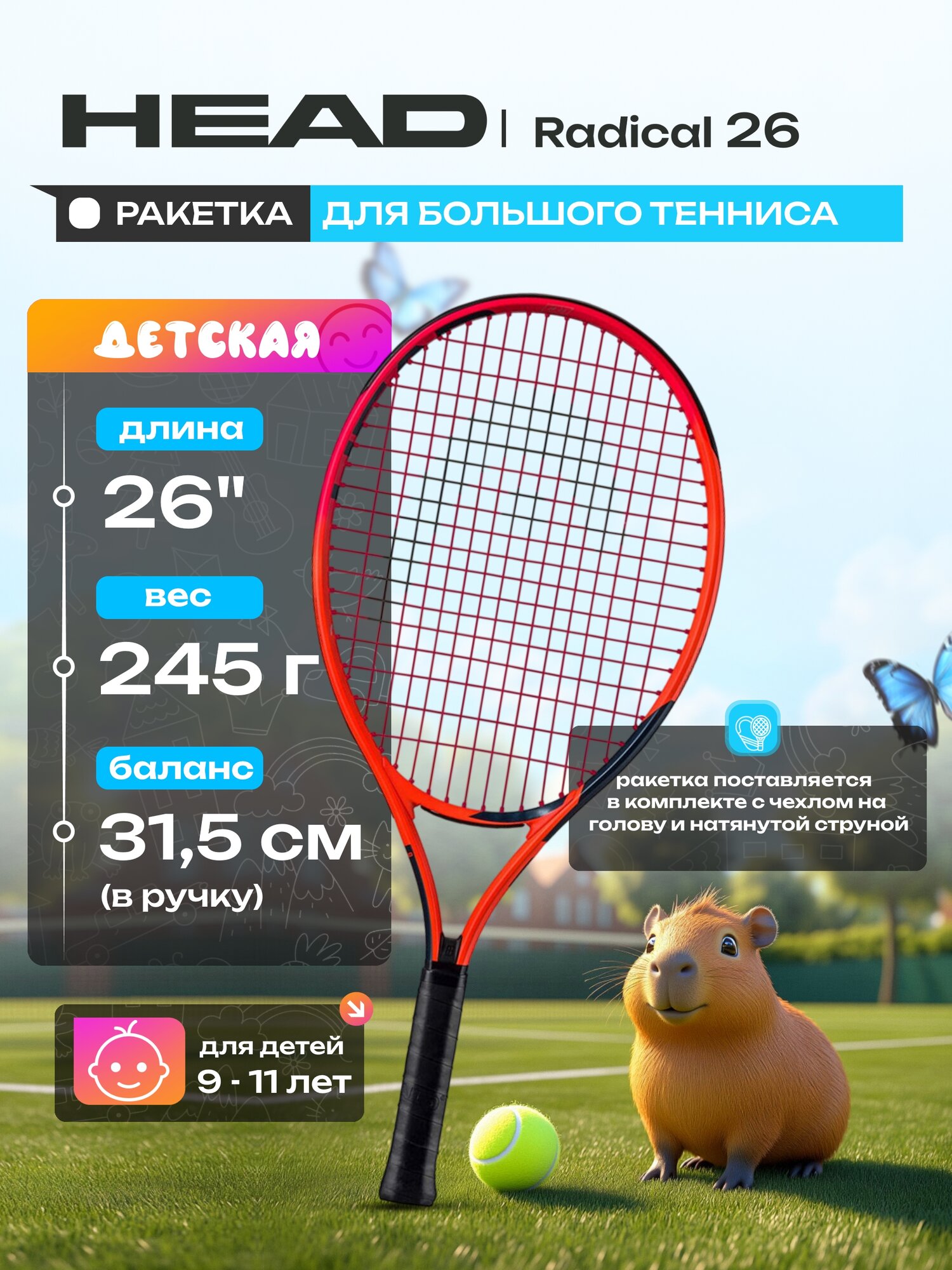 Ракетка для большого тенниса детская HEAD Radical Jr 26 Gr0 231405