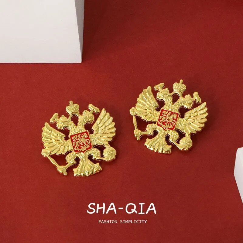 Значок в виде золотого двуглавого орла, значок для коллекции, сувенир, брошь, эпоха Российская империя