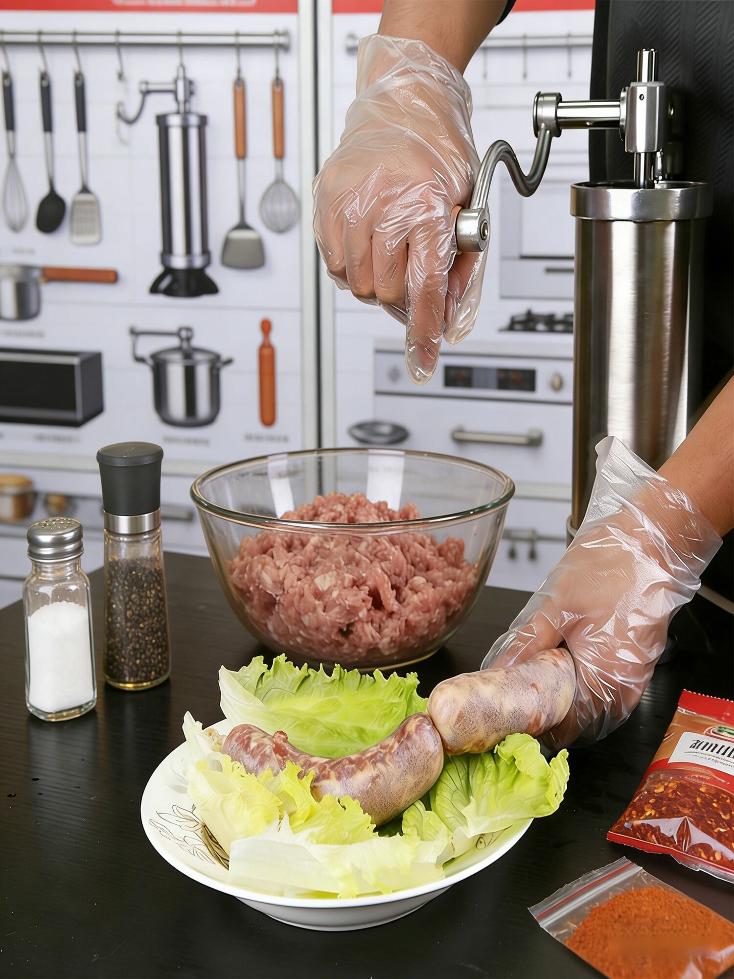 Шприц колбасный, насадок: 4 шт