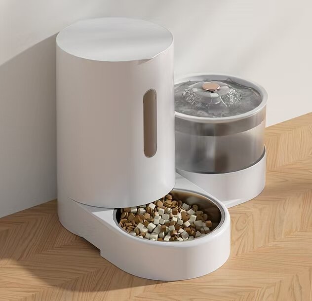 Автоматическая кормушка для кошек, для собак, поворотная, 2 в 1（серый）