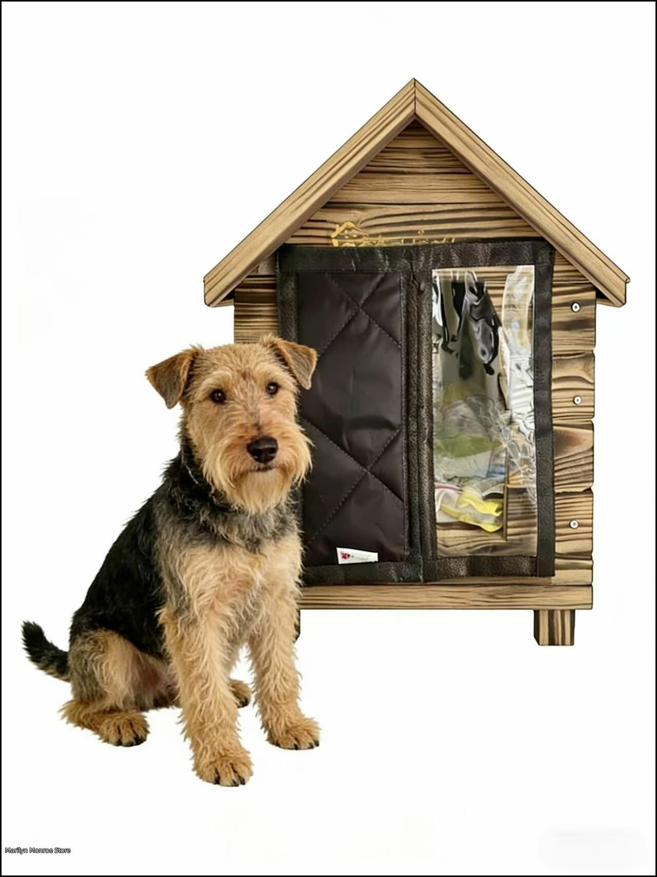Утепленная шторка премиум для собачьей будки в коричневом цвете, обеспечивающая двойную защиту от холода и ветра для зимнего комфорта