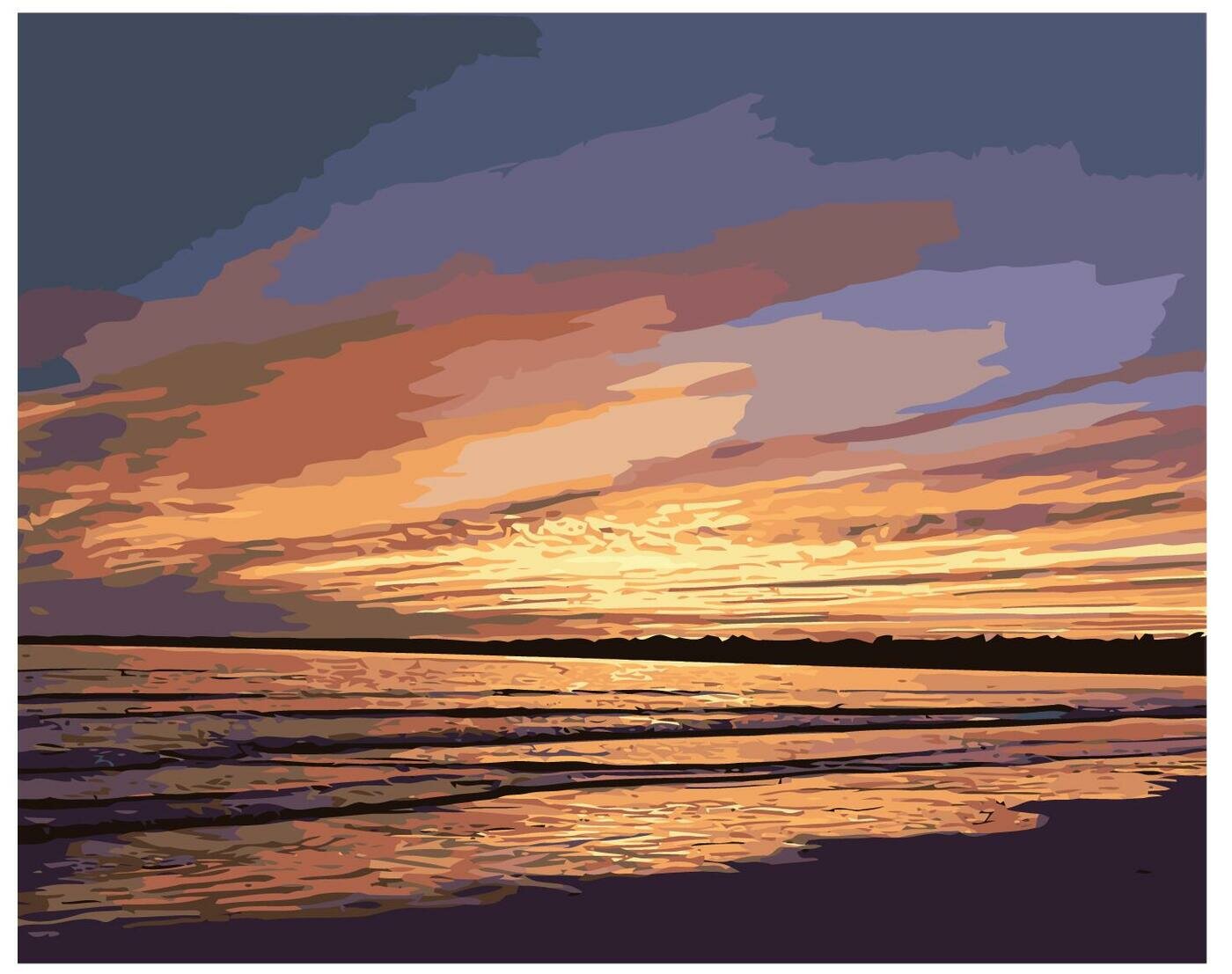 Картина по номерам, 40 x 50, ETS19, закат, море