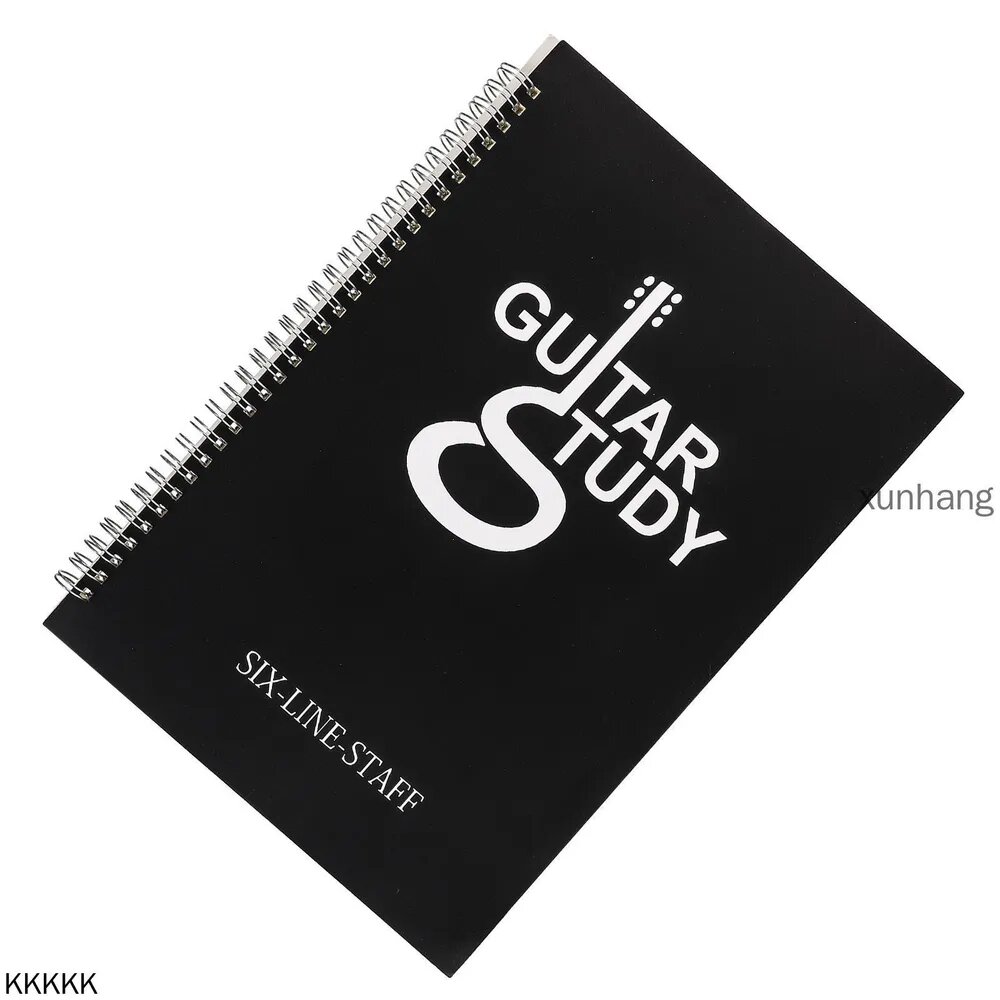 Тетрадь для гитаристов Guitar Study, А5, спираль, черная обложка для нот — фото 1
