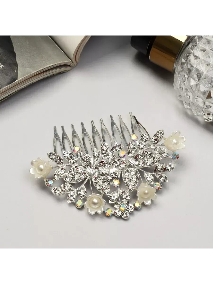 Гребень для волос заколка Сафьян бабочки