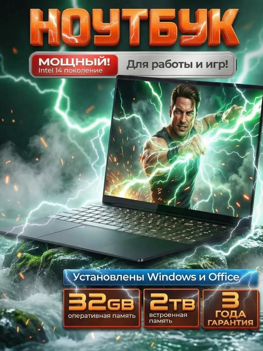 Ноутбук Intel Core i9-13900HX, 32GB RAM, 2048GB SSD, 2026 + Office