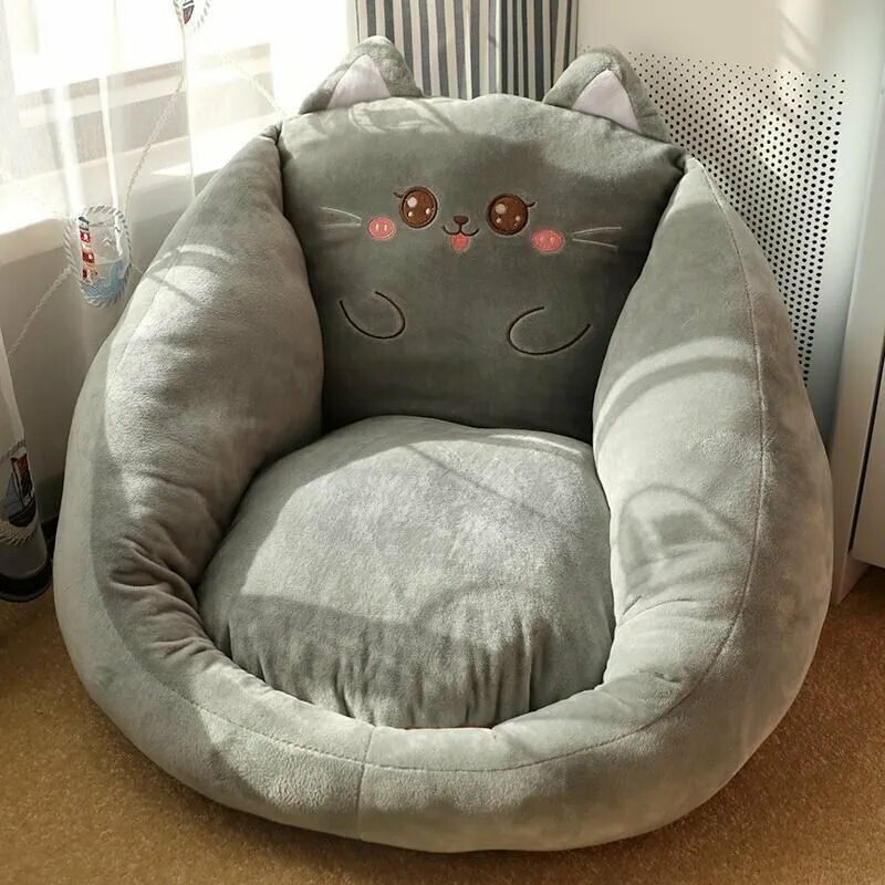 Подушка на стул vb3223 40x55 см в форме кота, серая, для дома, кушетка