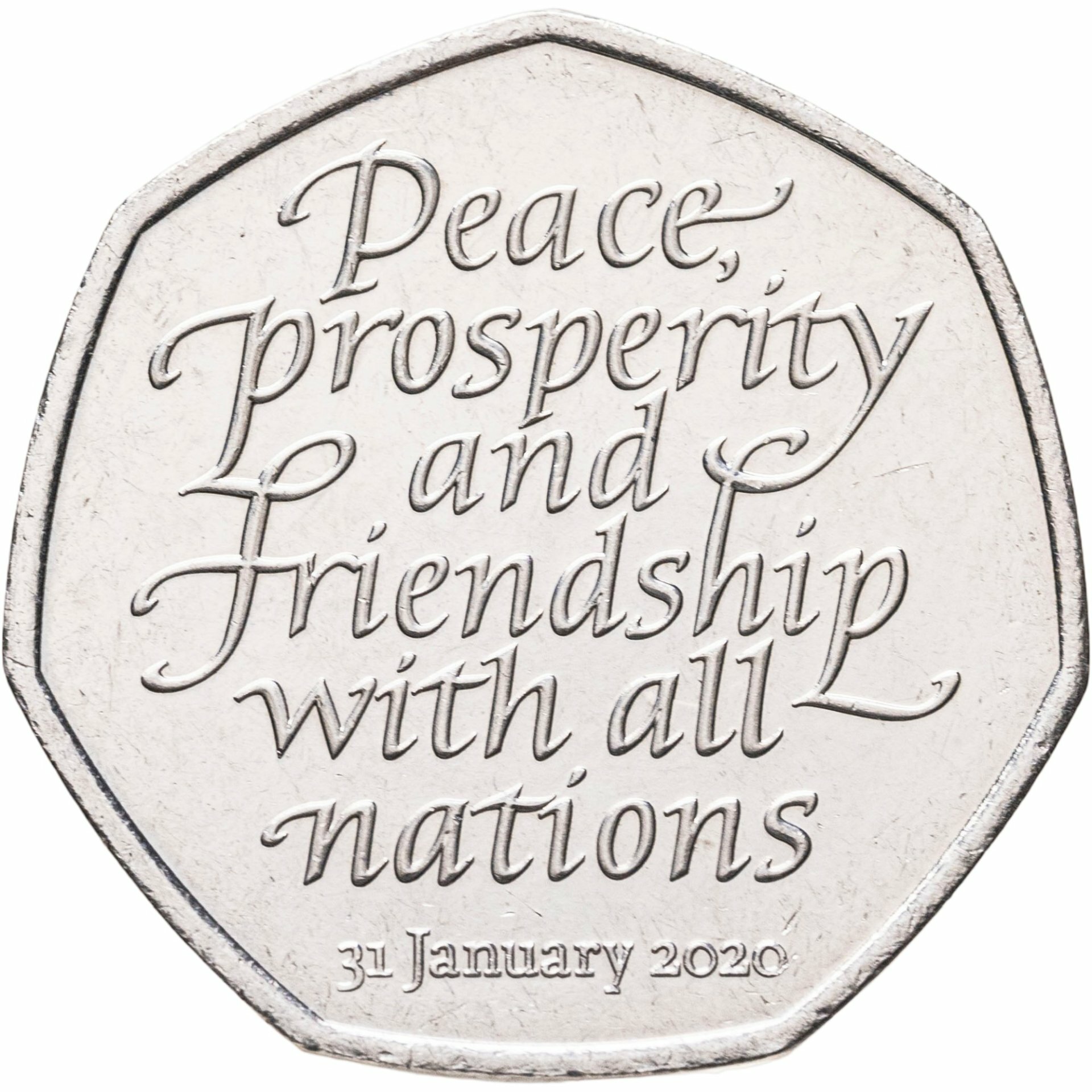 Великобритания 50 пенсов 2020 "Выход Великобритании из Европейского Союза Brexit", Мельхиор медь-никель, в сохранности UNC