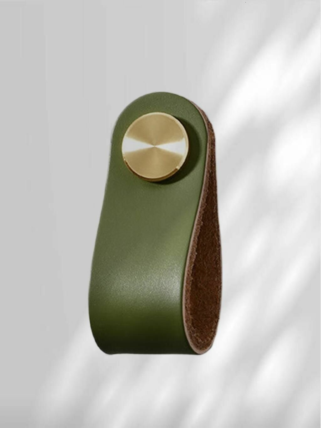 Кожаные кольцевые ручки для ящиков, Зеленый