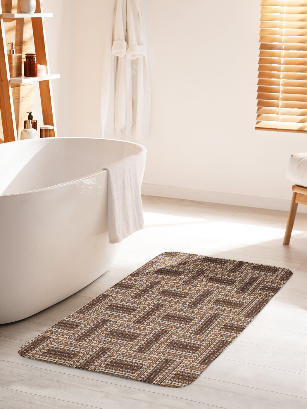 Коврик для ванной комнаты и туалета противоскользящий "Плетеная циновка" 60х100 см, JoyArty