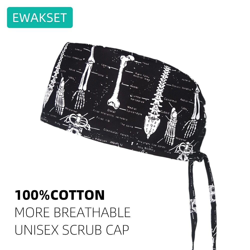 EWAKSET Хирургическая шапка из хлопка Черный, Scrub Cap002