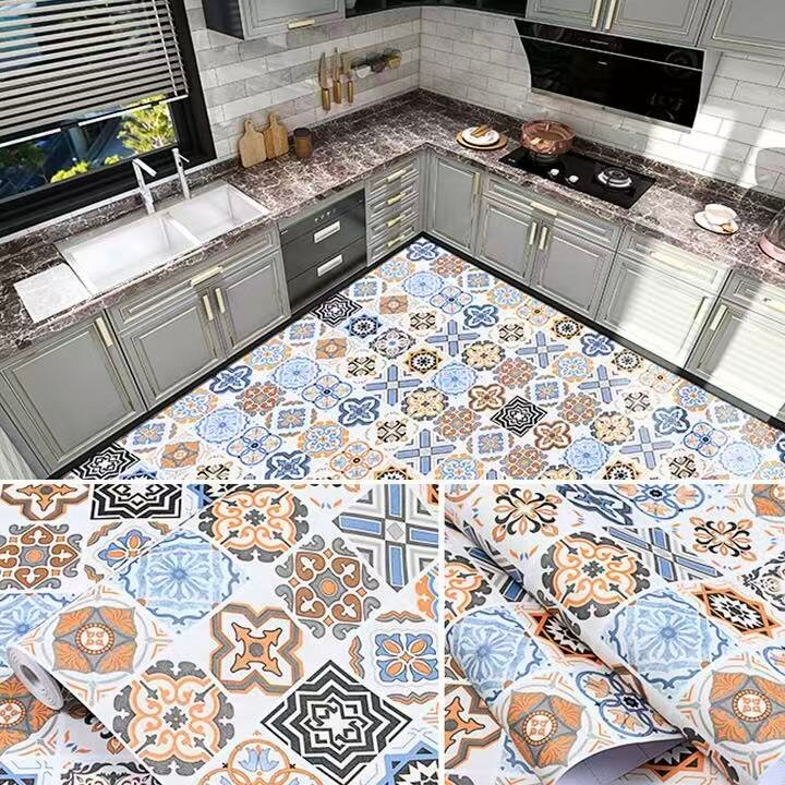 В ванной и на кухне плитка для пола, водонепроницаемая и противоскользящая, 500*60 см