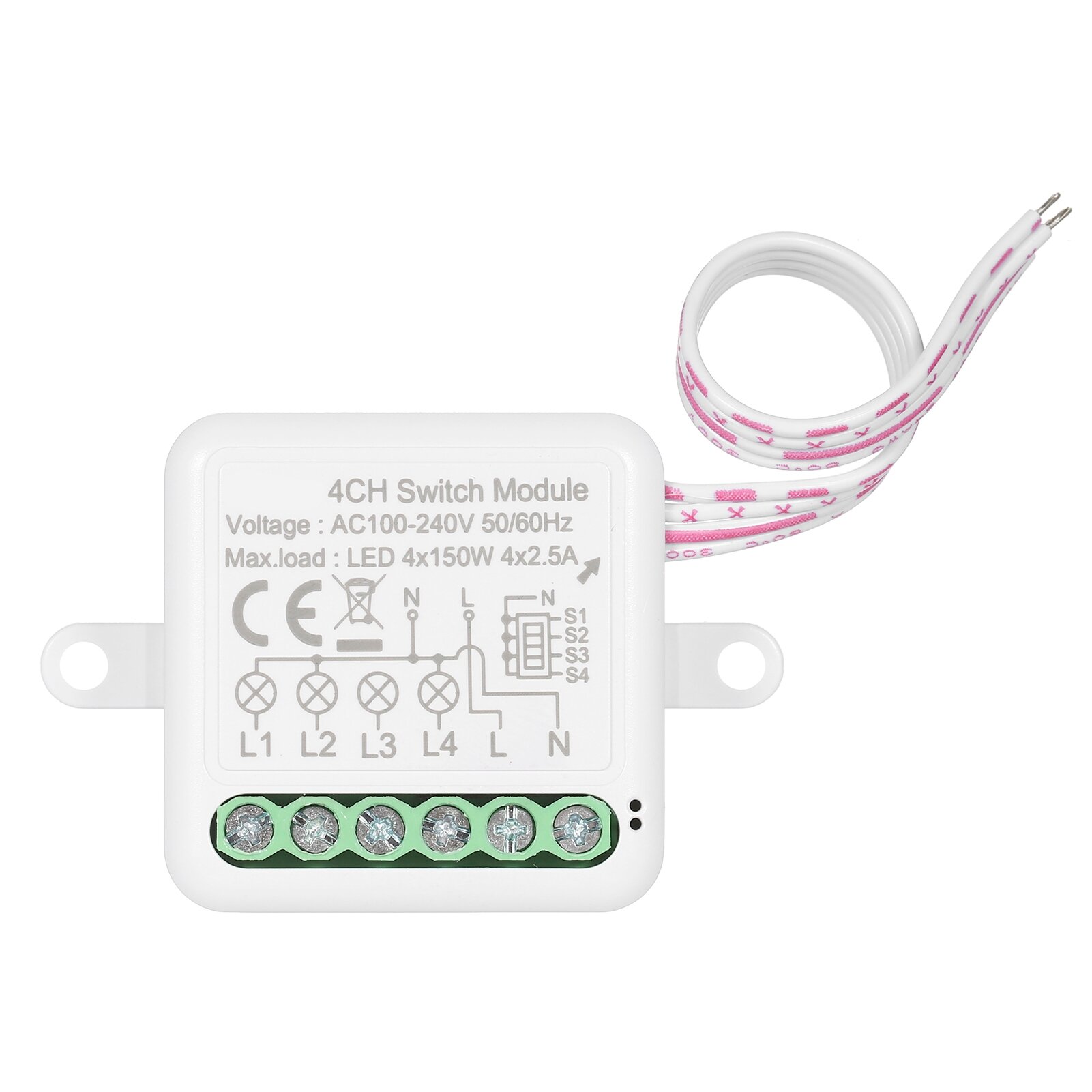 4-Канальный Релейный модуль Zigbee Mini Smart Switch Поддерживает 2-полосное управление для домашней автоматизации, Работает с Alexa