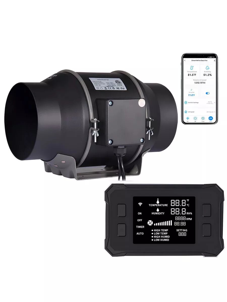 Умный вентилятор с датчиком влажности и температуры DF-100