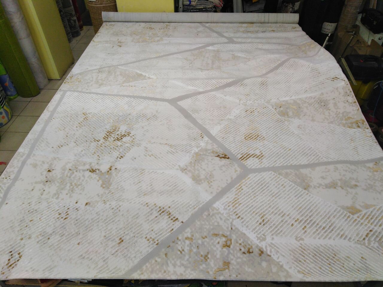 Ковер POLO KZ L207A цвет Серый; Бежевый 0,8 м на 1,5 м