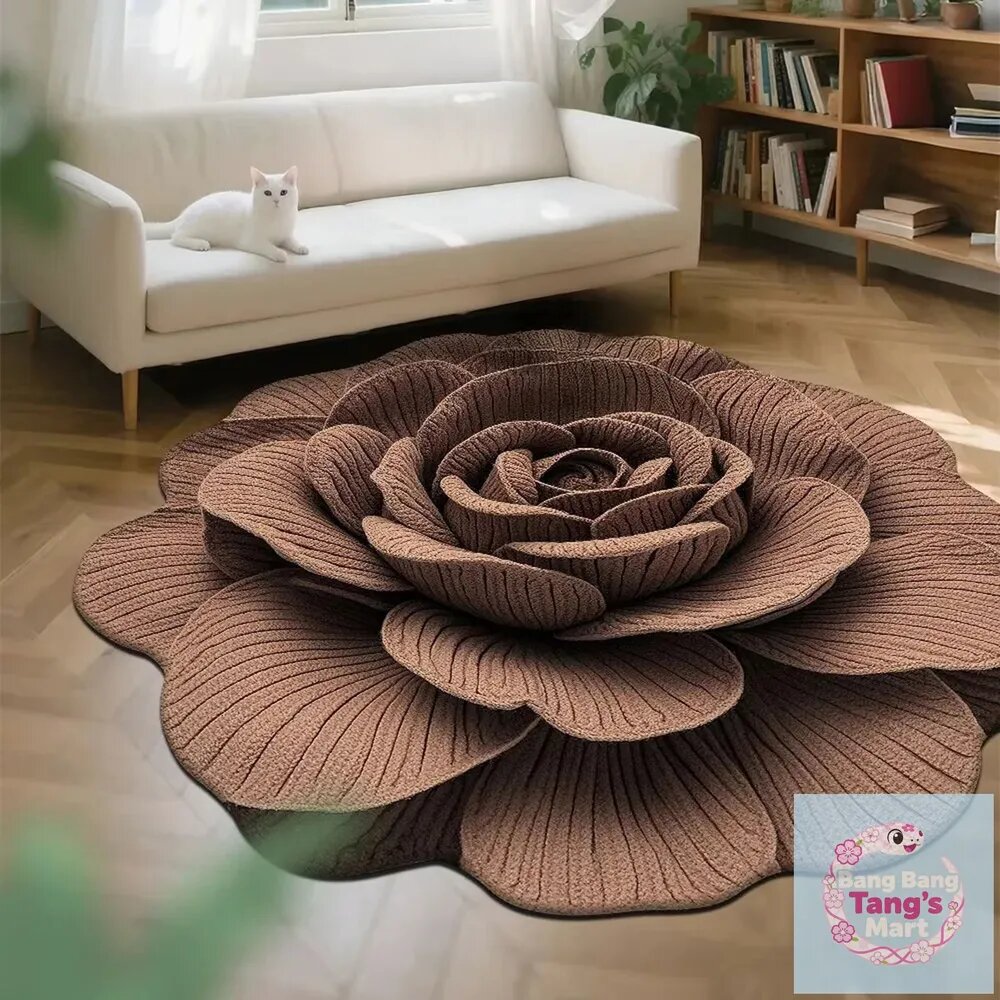 Коврик для ванной 3D в форме цветка, 60x60 см, коричневый текстиль, нескользящий, для ванной комнаты