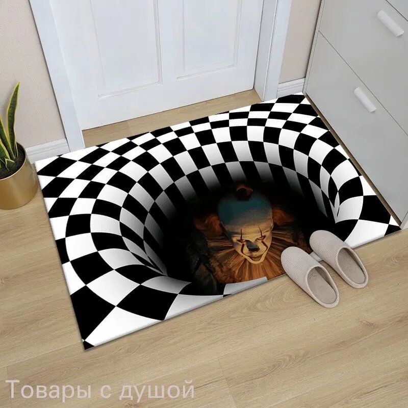Коврик придверный Пеннивайз 40x60 см, входной коврик с 3D рисунком, резиновая основа