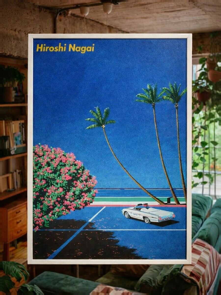 Постер на стену японский ретро пейзаж 30х40 см интерьерный плакат на стену, Азия декор