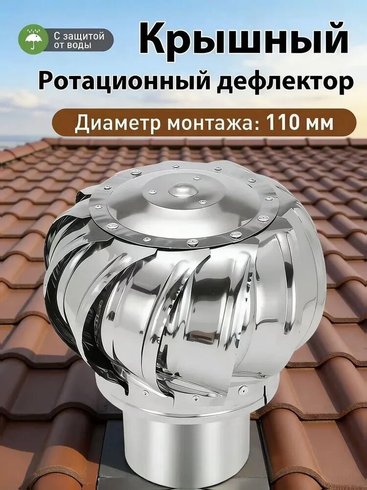 Турбо-дефлектор из нержавеющей стали 110 мм для вентиляционных труб