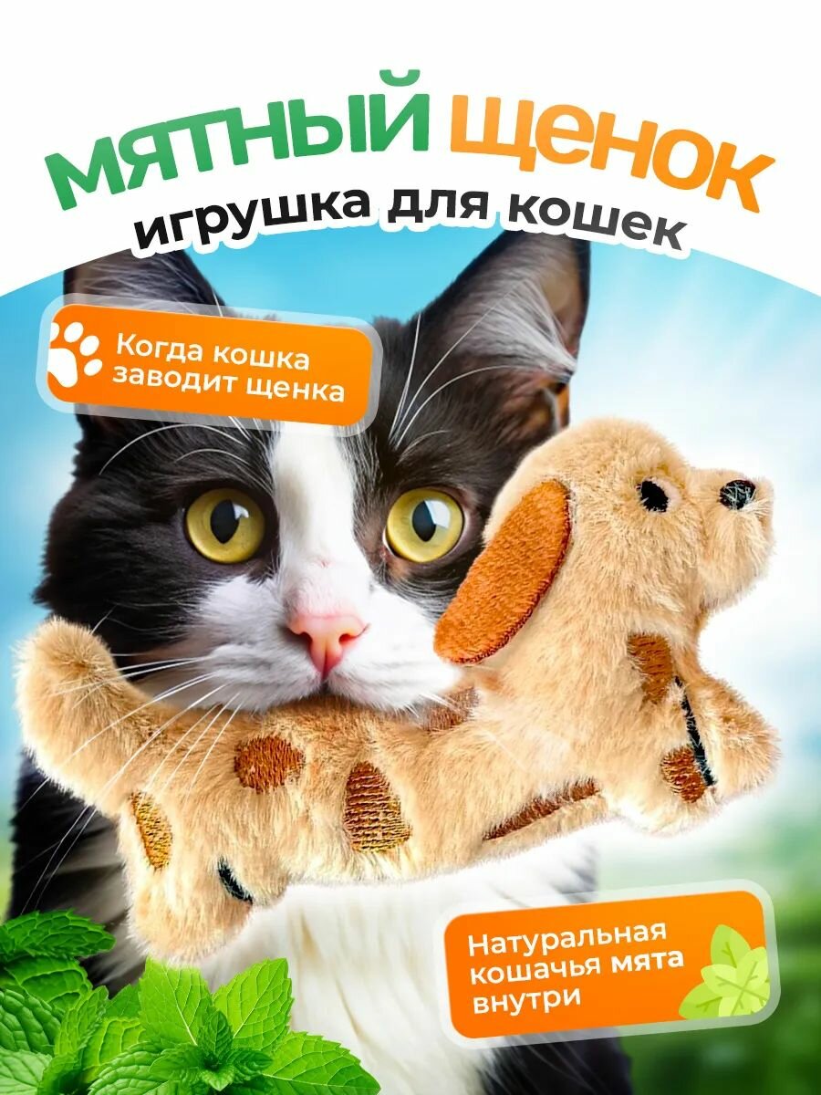 Игрушка для кошек Собачка шуршалка с мятой