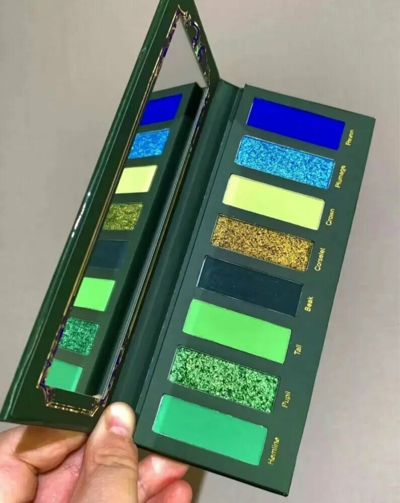 Зеленая палитра теней для век Narimi Новые поступления, Cold Crow, 8 цветов теней для век