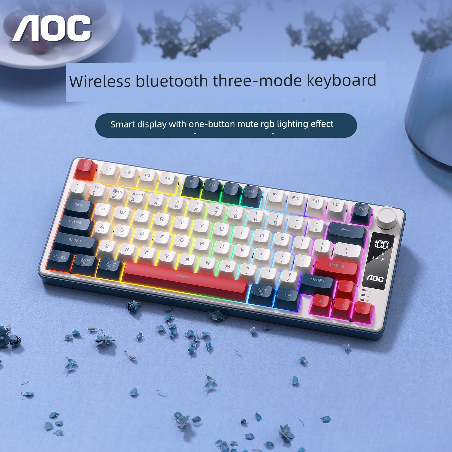 Беспроводная клавиатура AOC-GK300, комплект с бесшумной клавиатурой и мышью Bluetooth для общежития, игр, офиса, с