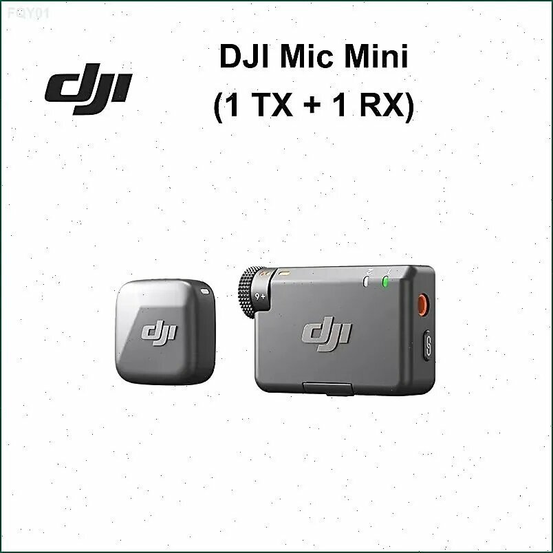 Микрофон для мобильного устройства DJI Mic Mini(1 TX + 1 RX), Высококачественный звук, стабильная передача, активное шумоподавление, две регулируемые передачи, Автоматический ограничитель, взрывозащищенный звук M, серый