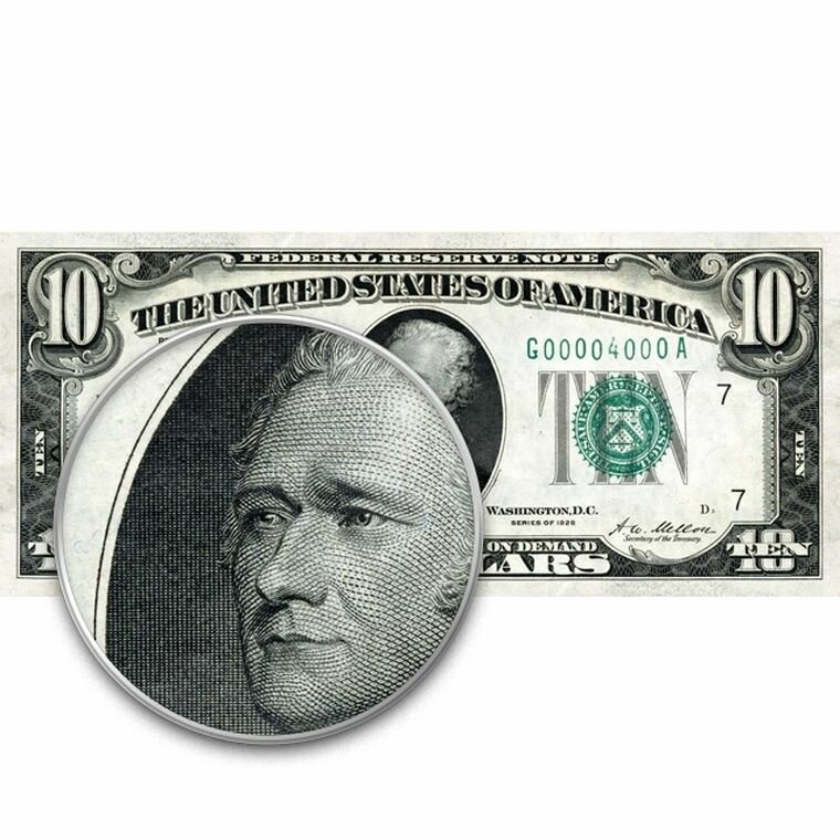 10 долларов 1928 США боны, копия