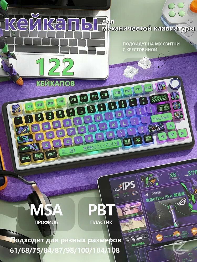 Кейкапы евангелион, кейкапы для механической клавиатуры аниме, кейкапы msa, кейкапы pbt,