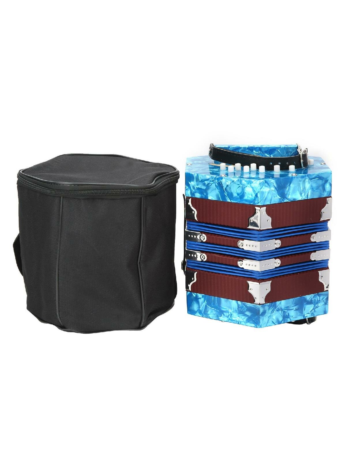 Гармошка Инструмент 20 Клавиш 40 Язычковый Портативный Шестигранный Аккордеон-Гармошка