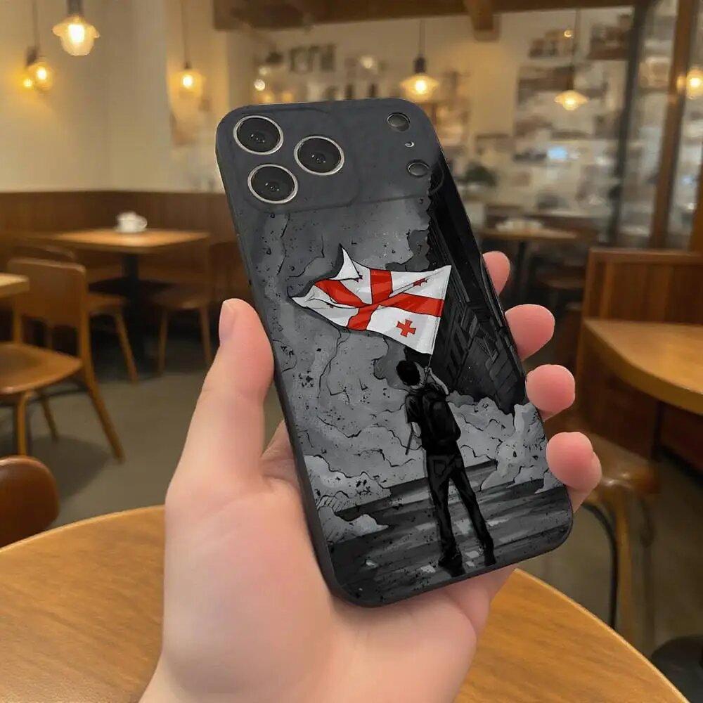 Чехол для iPhone с флагом Грузии, черный, Soft Cover