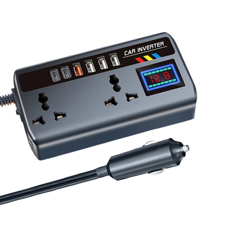 Инвертор питания для автомобиля с 12 В/24 В до 220 В Автомобильный преобразователь для розетки Автомобильный адаптер для розетки 3 USB-порта для путешествий