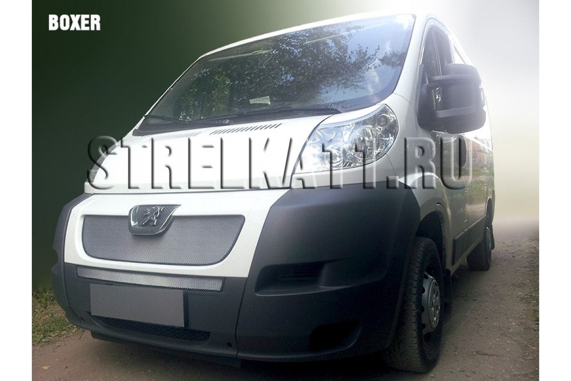 Защитная сетка радиатора с окантовкой и защелками для Peugeot Boxer 2006-2014, 3шт, хром
