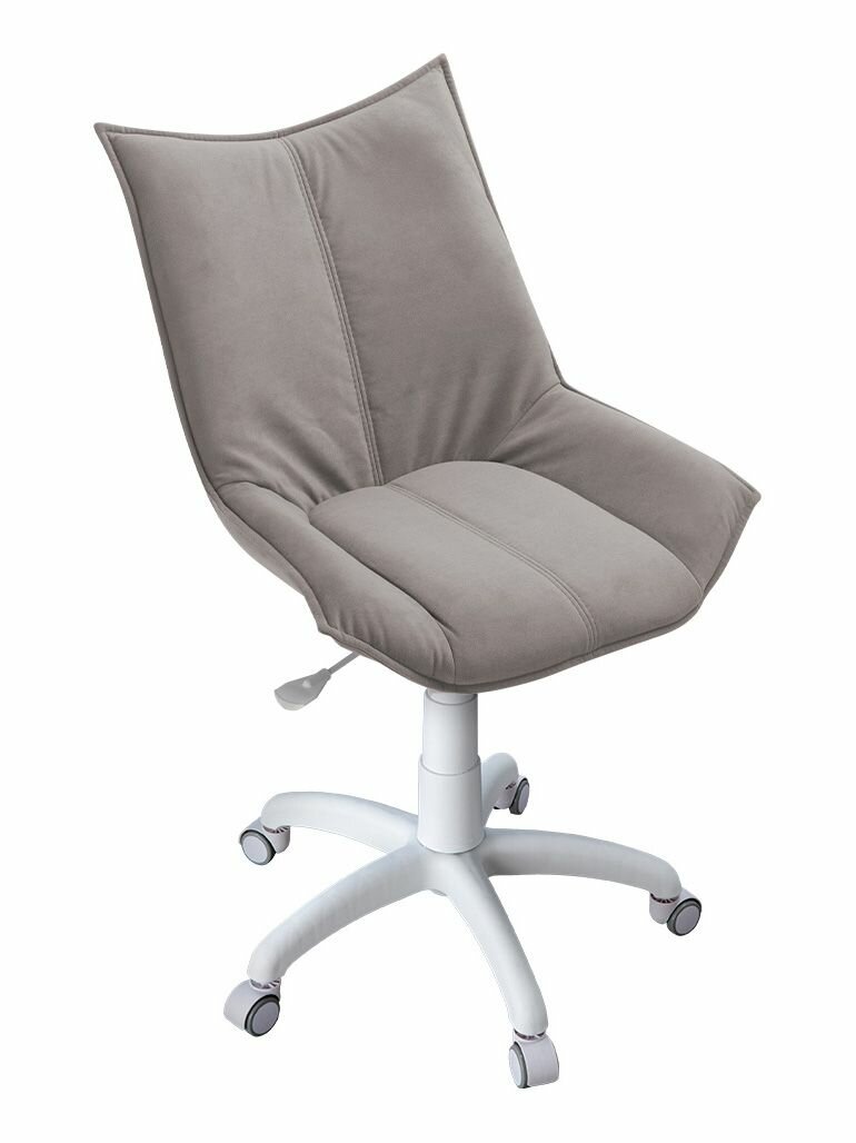 Офисное, компьютерное кресло Осло Джи без подлокотников, 60х63х83.5 см, Серо-бежевый, велюр / Белый, металл/пластик