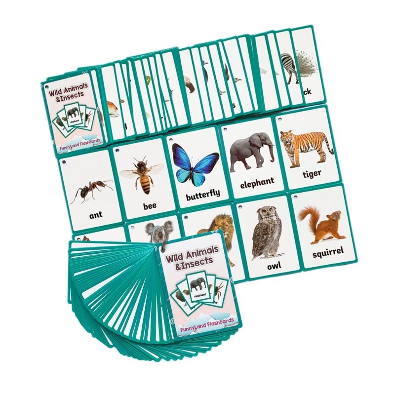 Флеш-карточки с дикими животными и Насекомыми Для детей С яркими Картинками И словами Улучшают изучение языка и Когнитивные навыки.