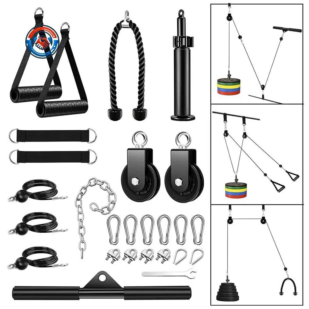 Набор тросовых фитнес-блоков для домашнего спортзала, компактная кабельная система LAT пулдаун с бесшумными шкивами, регулируемые тренажёры для спины и рук, универсальный набор для силовых тренировок, CM,