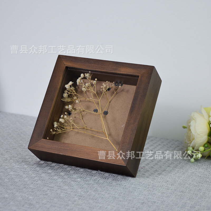 Фоторамка для сухих цветов в наличии, трехмерная полая фоторамка для подарков своими руками, настольная деревянная фоторамка с сухими розами, рамка для образцов.