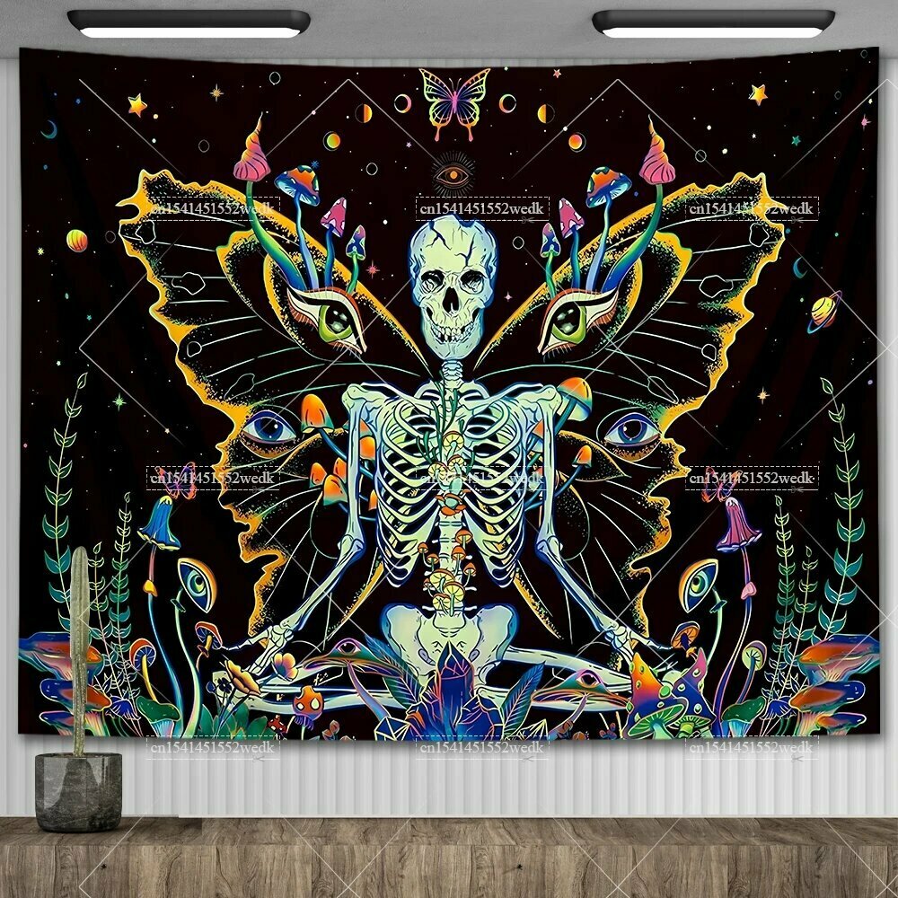 Готический гобелен FFO Skull Floral