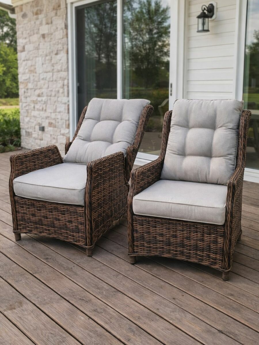 Садовое кресло-реклайнер Royal Family LUIZA, коричневый - комплект из 2 шт.