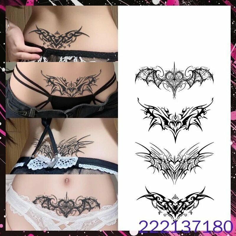 Переводные тату "Метка Суккуба", татуировки временные для косплея набор из 20 штук черная серия