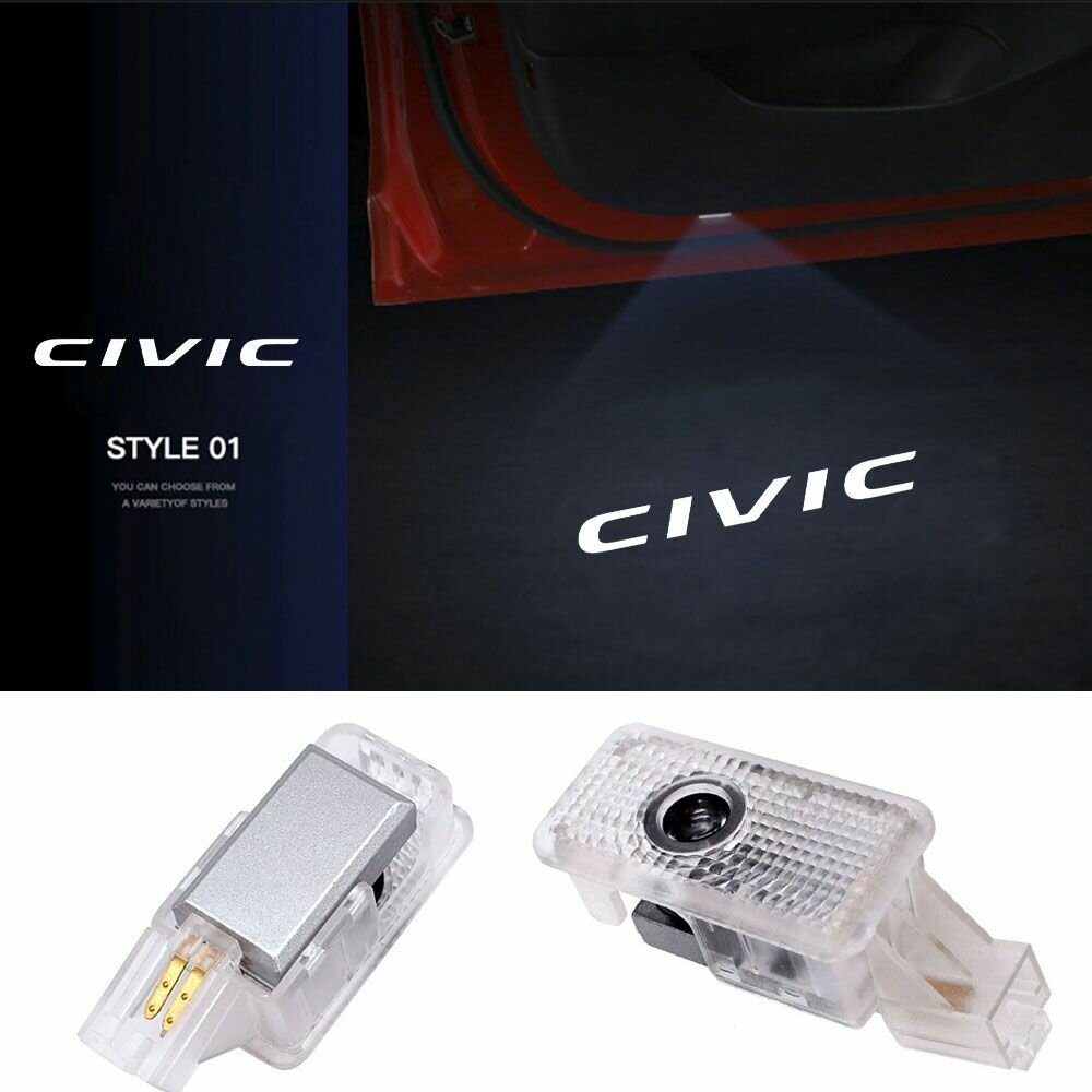 Подсветка двери с проекцией логотипа для Honda Civic 4D (седан) 2001-2012 — 2 шт, 12В, 7W