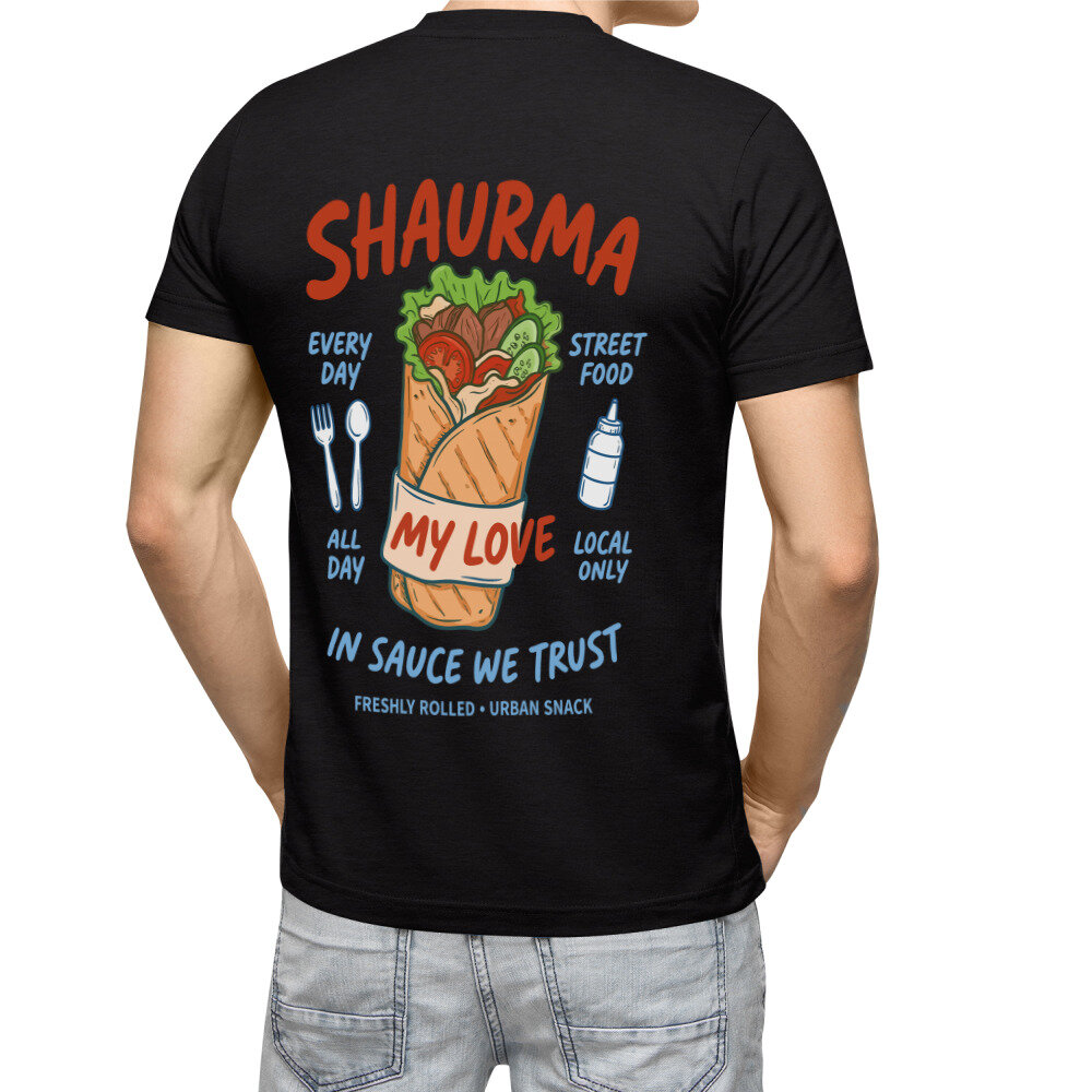 Мужская футболка «шаурма шаверма шавуха shaurma shaverma винтаж y2k» (черный, 3XL)