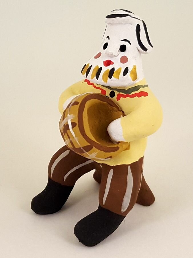 Мужичок с горшком, Каргопольская глиняная игрушка, ручная авторская работа