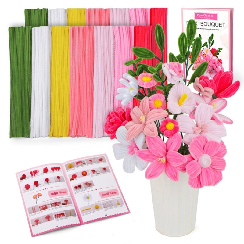 550 шт. Плюшевые Стебли, Букеты, Набор для Рукоделия с Инструкцией, Набор для Чистки Труб Ручной Работы, Букеты для Ваз, Цветочные Композиции