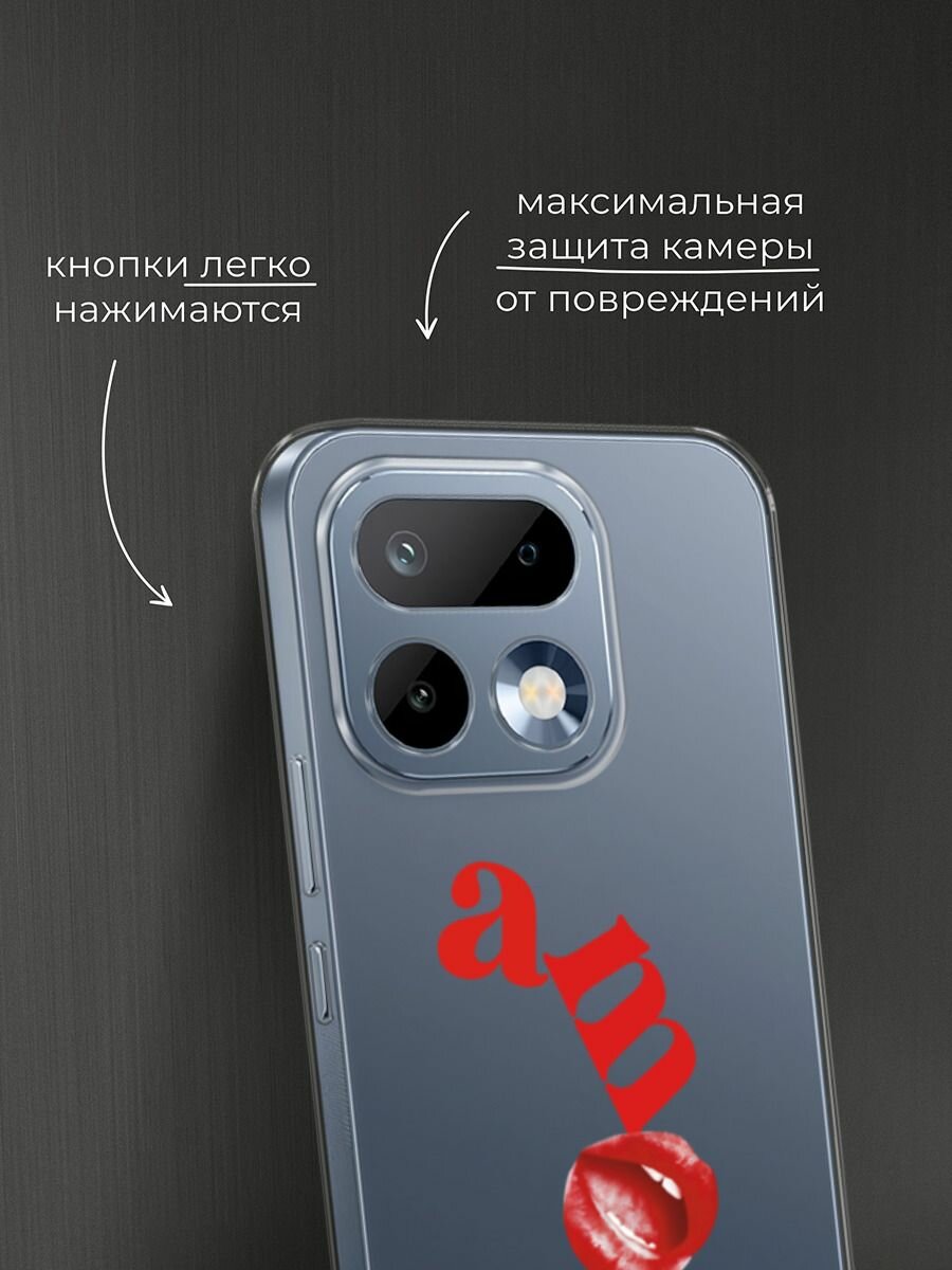 Чехол на Realme 16 Pro / Реалме 16 Про с принтом Amour lips, прозрачный — фото 1