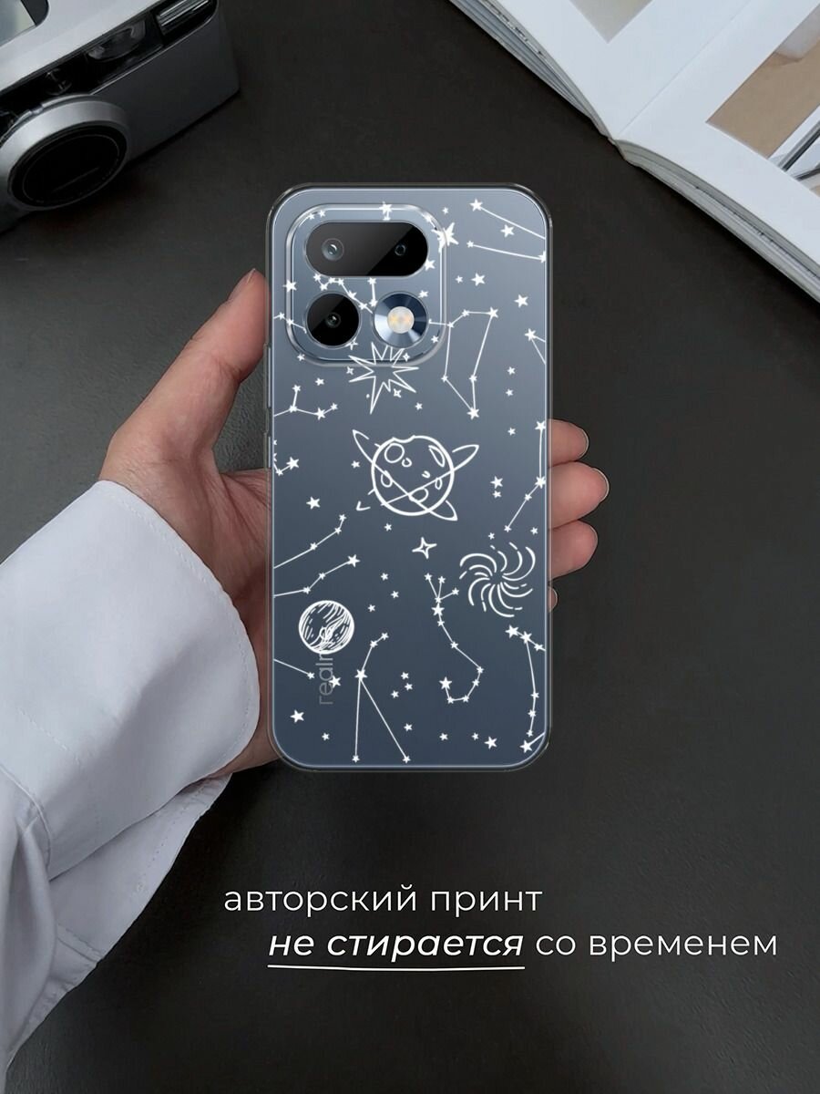 Чехол на Realme 16 Pro / Реалме 16 Про с принтом Планеты в космосе, прозрачный — фото 1