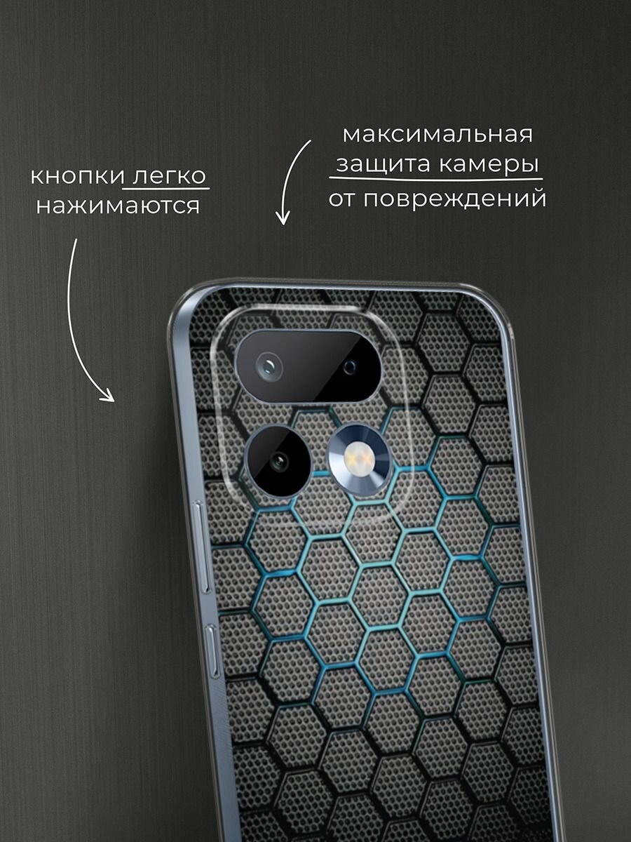 Чехол на Realme 16 Pro / Реалме 16 Про с принтом Бирюзовые соты — фото 1