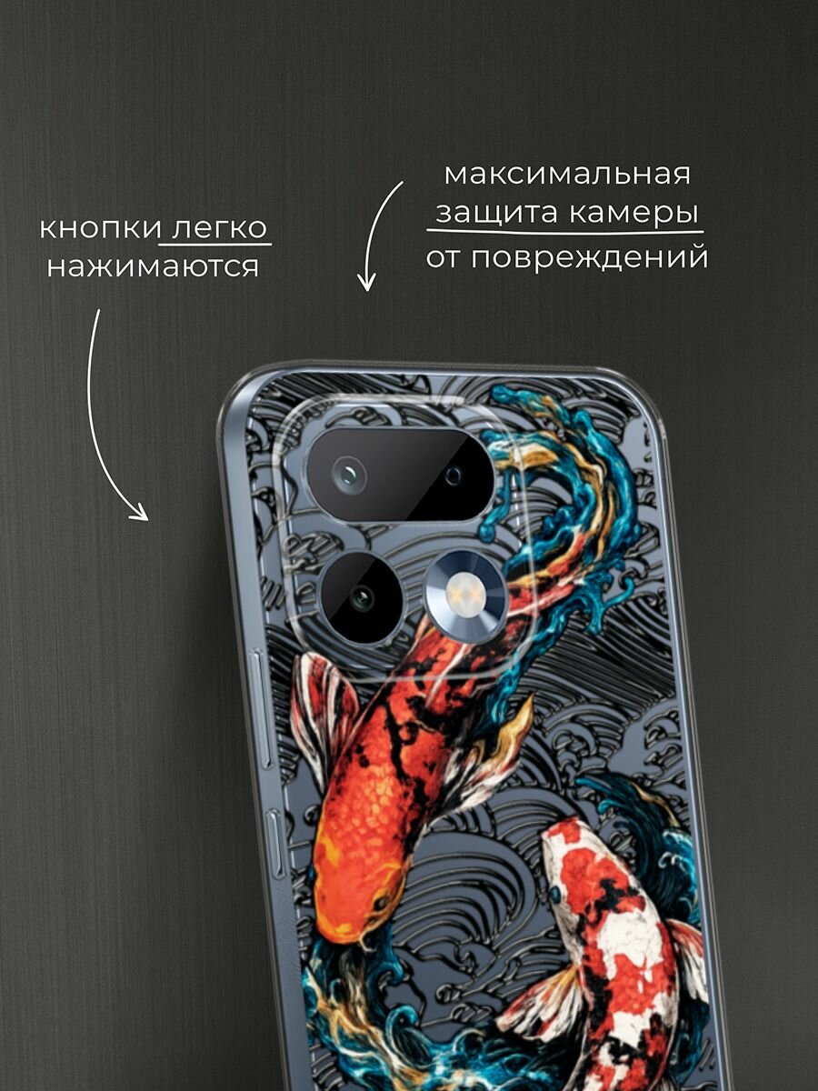 Силиконовый чехол на Realme 16 Pro / Реалме 16 Про с принтом Карпы удачи — фото 1