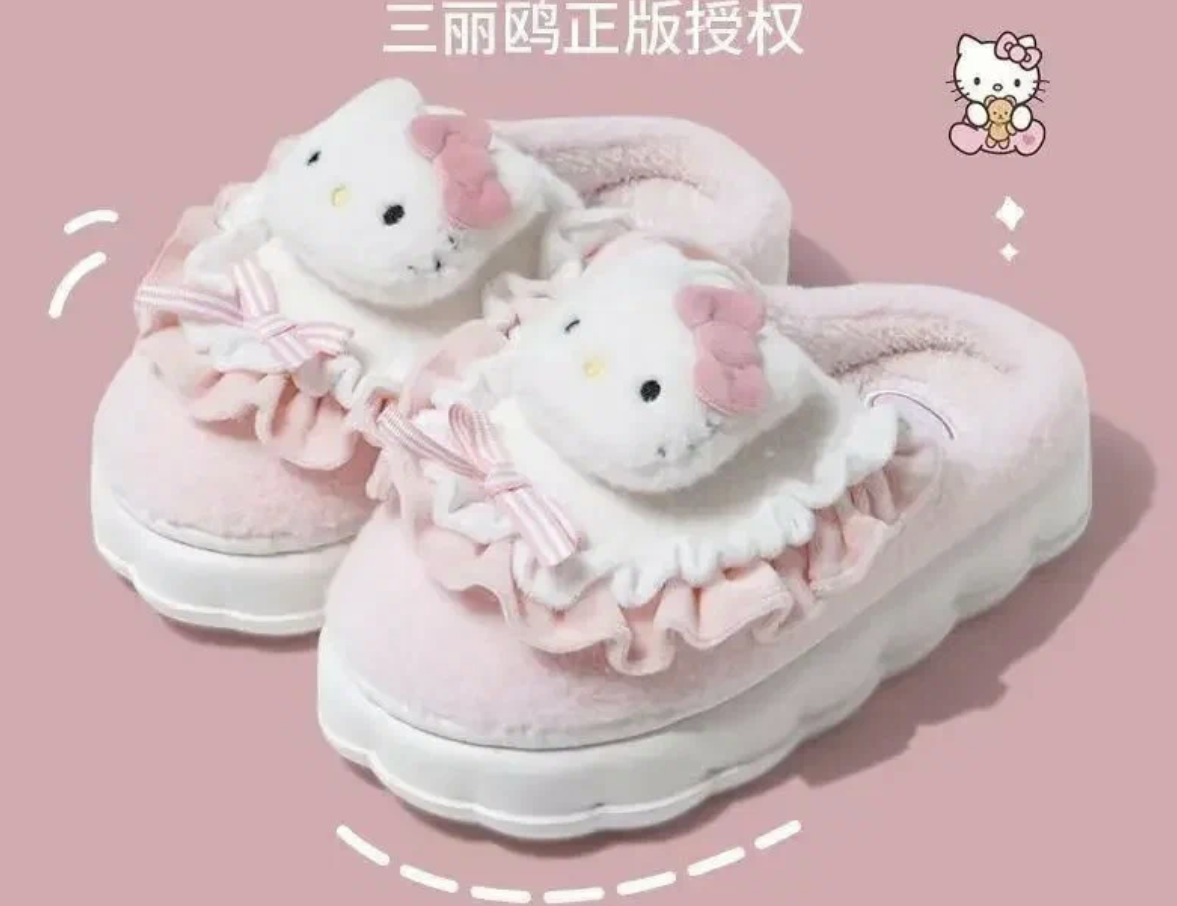 Розовые хлопковые тапочки Hello Kitty, размер 36-37, подходят для девочек