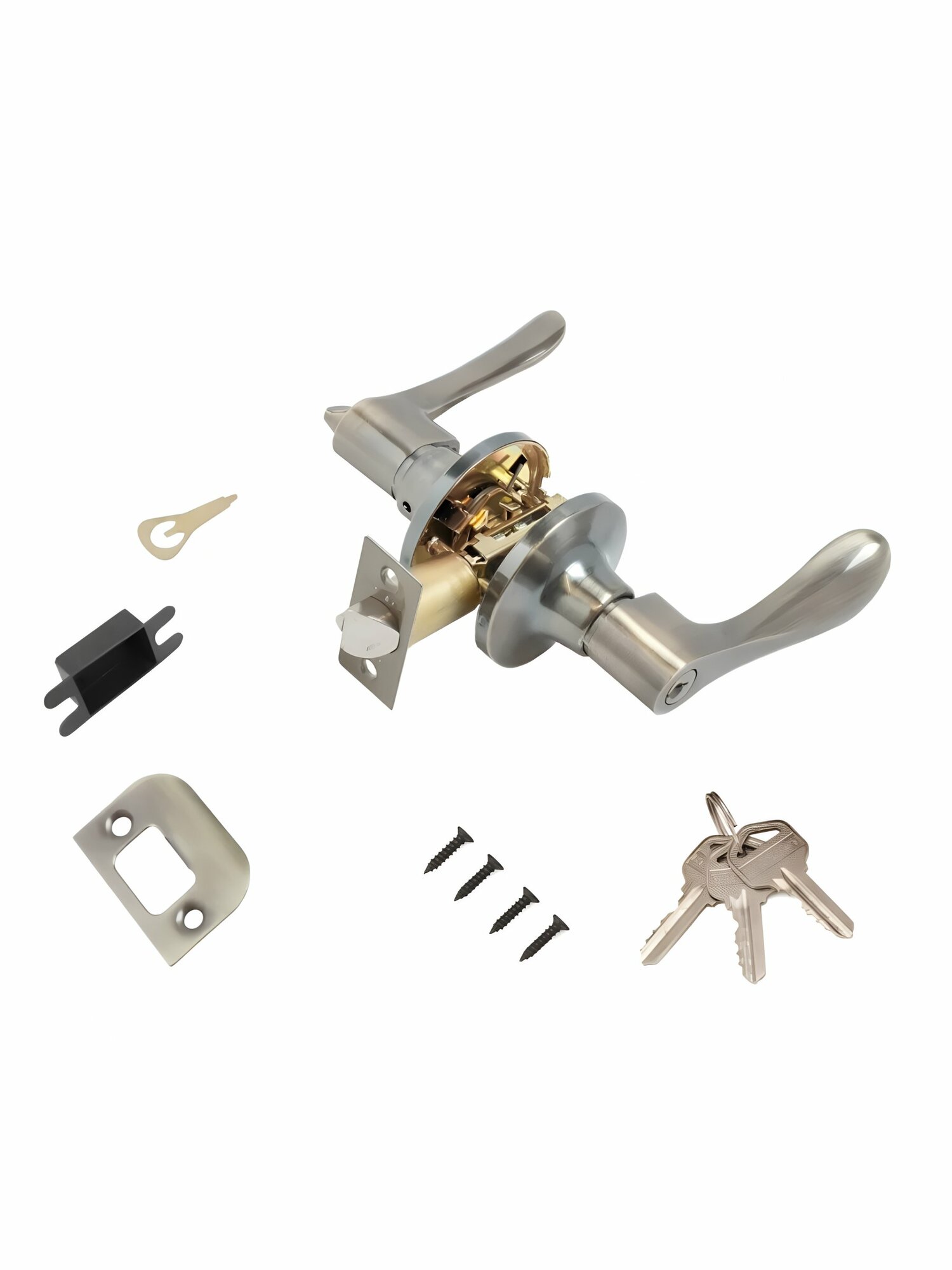 Защелка врезная Стандарт 8531 ET AB 13396 с фиксатором и ключом, цвет бронза, надежная дверная фурнитура для дома